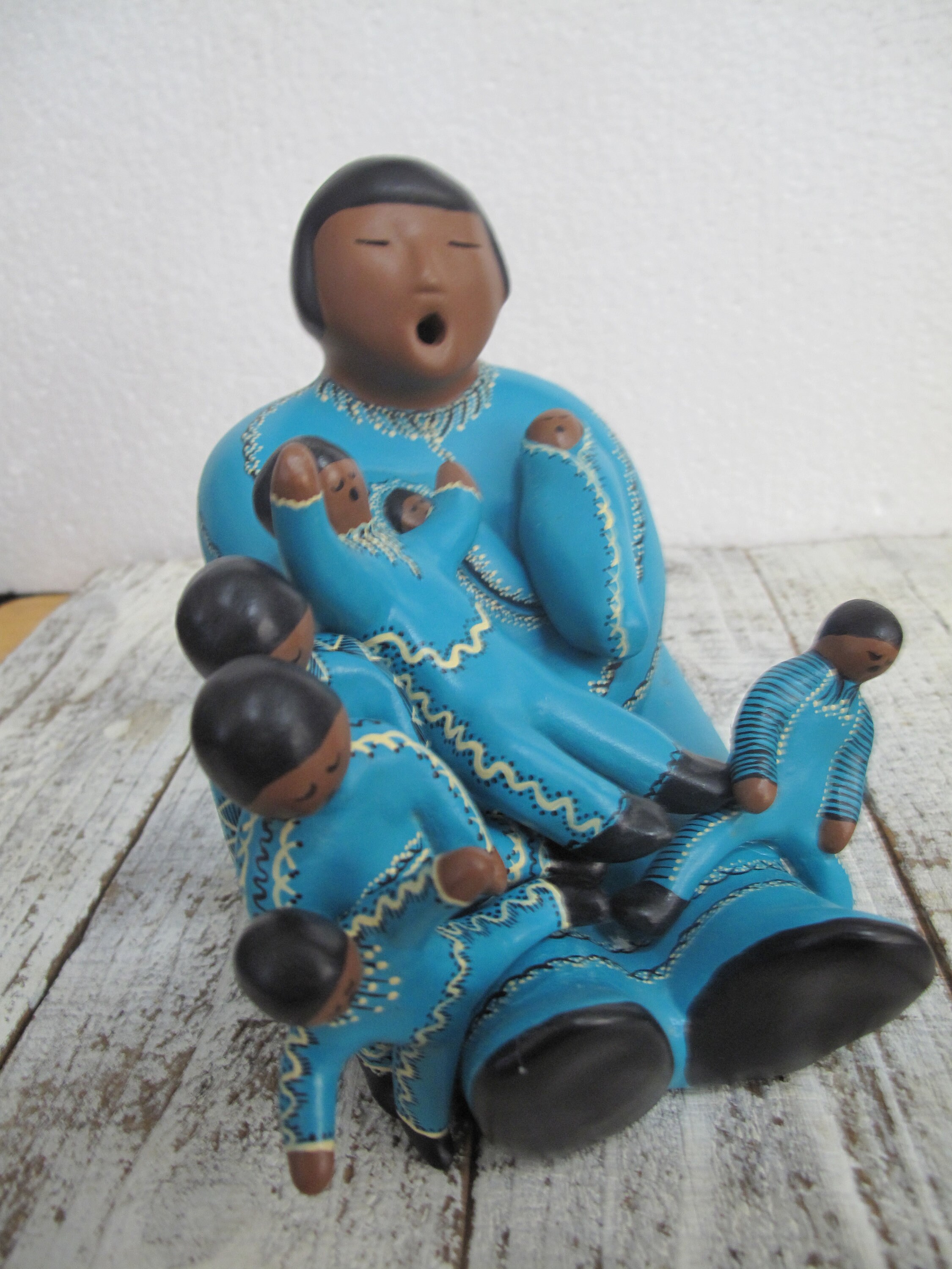 Jimez Pueblo Storyteller Ceramic Figure With 7 Children Signed jemez 86 ...