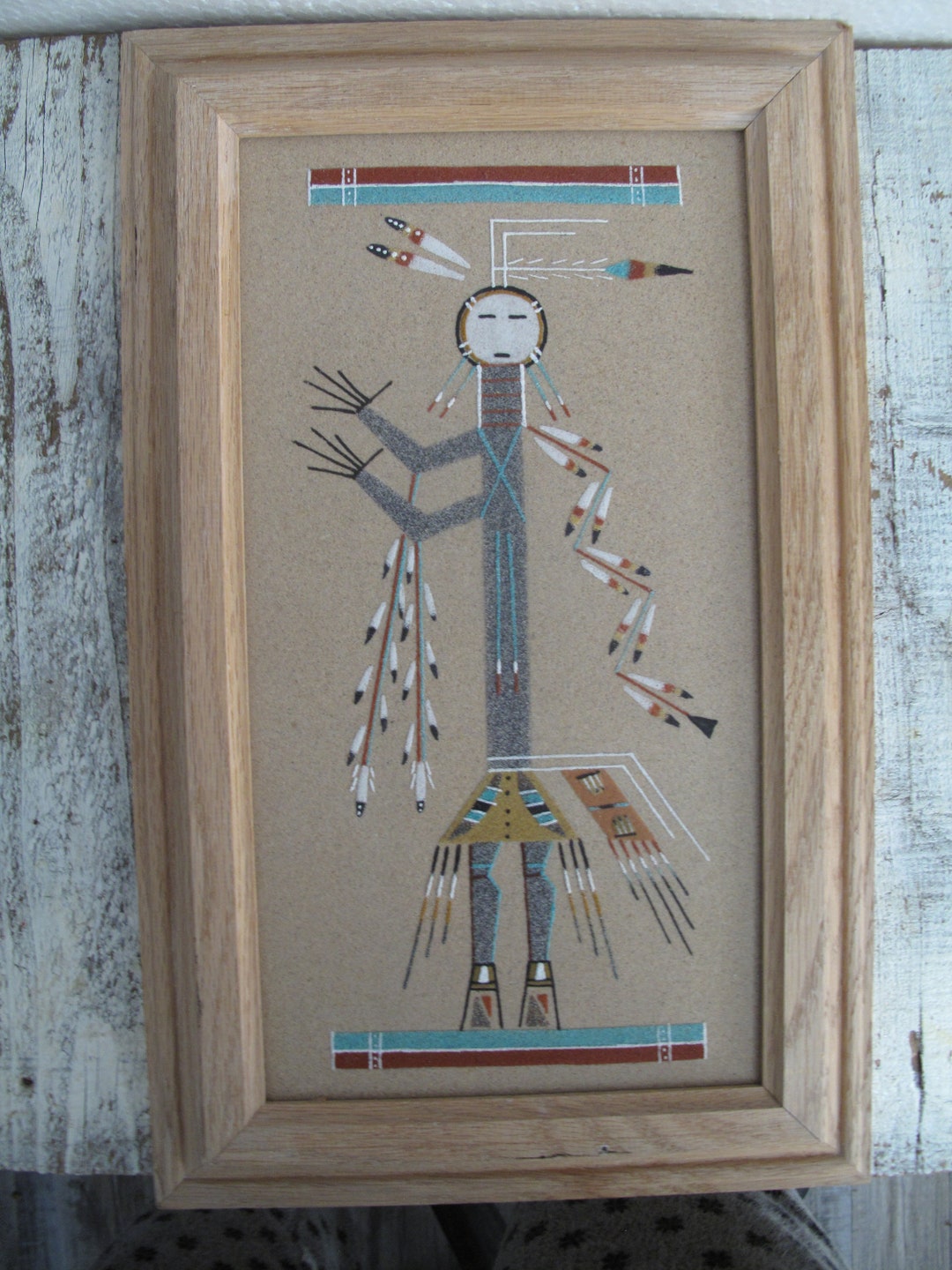 Vintage 1990's 7w X 13l Navajo coyote God Yei Signed by Navajo Artist l ...
