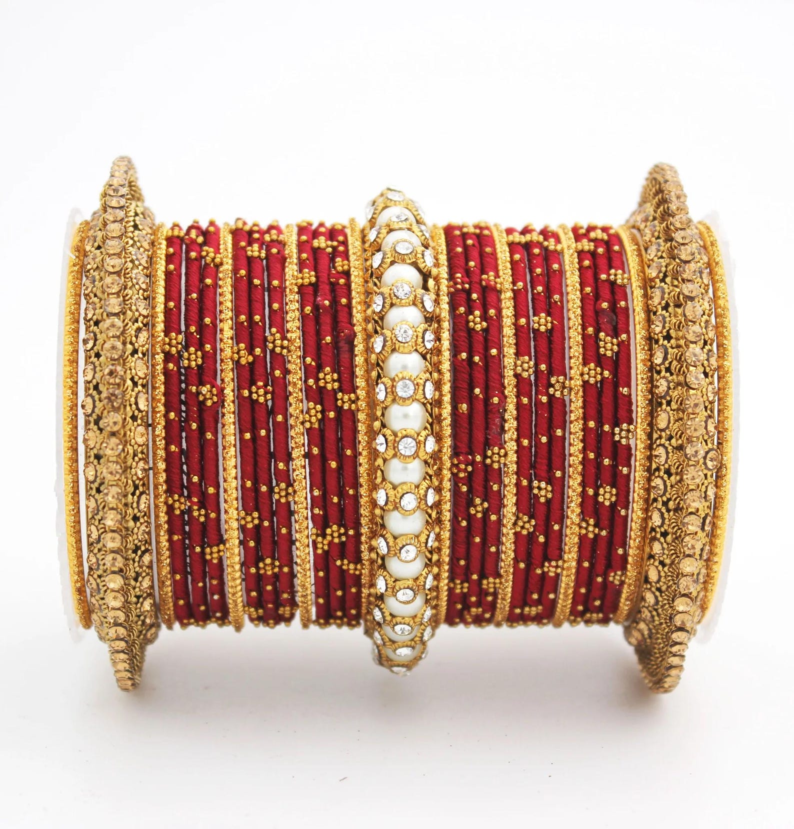 Bridal Silk Thread Indian Bangle Set, Pacheli Bangle Kada, Indian ...