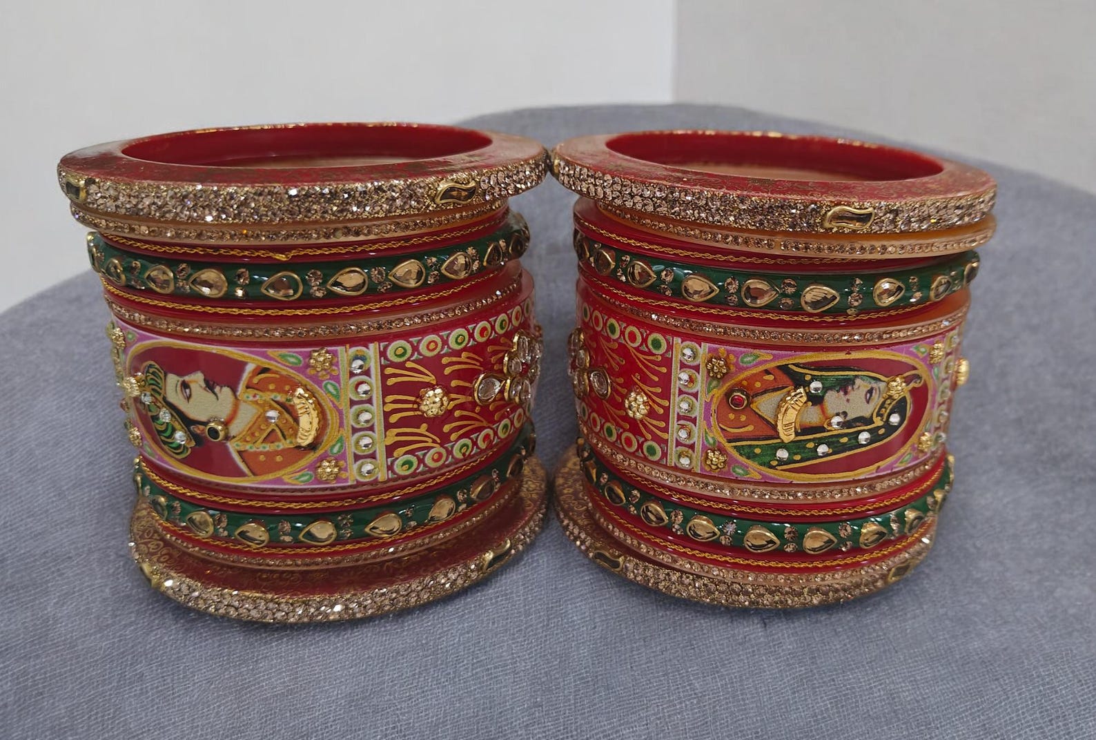 Rajwadi Bridal Chuda, Hand Painted Raja Rani King Queen Wedding Bridal ...