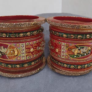 Rajwadi Bridal Chuda, Hand Painted Raja Rani King Queen Wedding Bridal ...