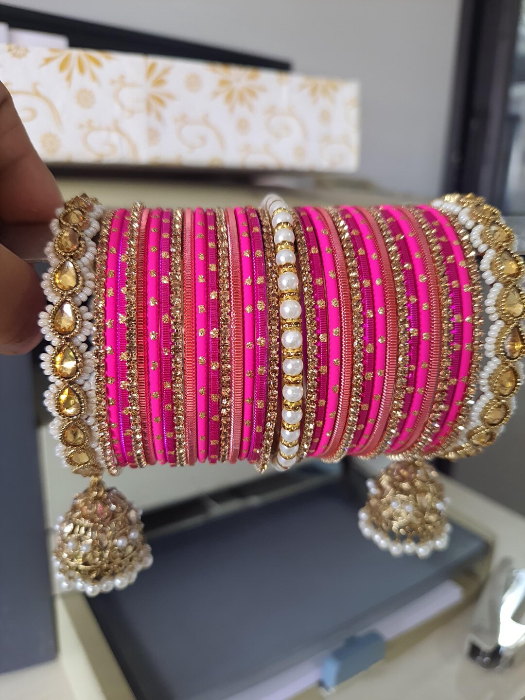 Customized Indian Bridal Bangle Set, Bangles Stack, Pakistani Jewellery ...