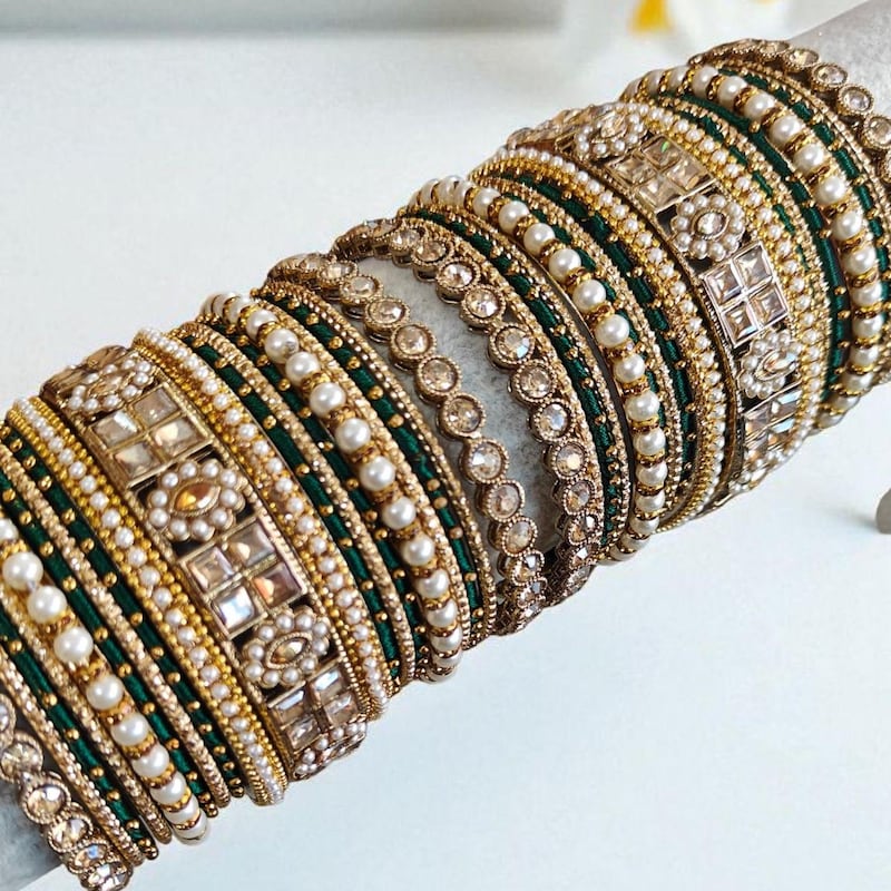 Green Stone Kundan Bangle - Etsy
