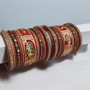 Rajwadi Bridal Chuda, Hand Painted Raja Rani King Queen Wedding Bridal ...