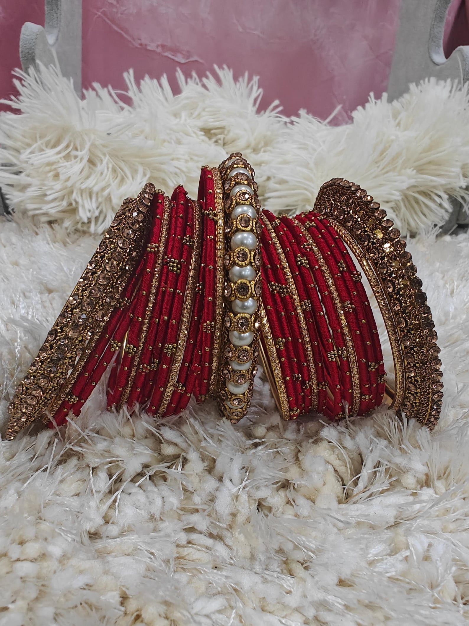 Bridal Silk Thread Indian Bangle Set, Pacheli Bangle Kada, Indian ...