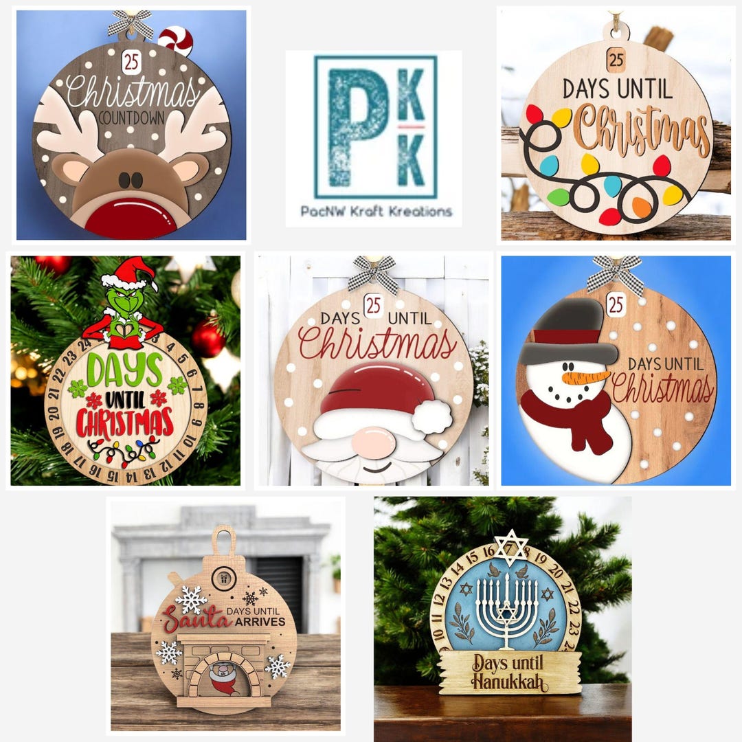 Holiday Countdown Ornaments (multiple Options), Santa, Snowman ...