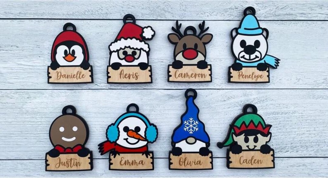 Personalized Cute Christmas Themed Character Ornaments | Santa ...