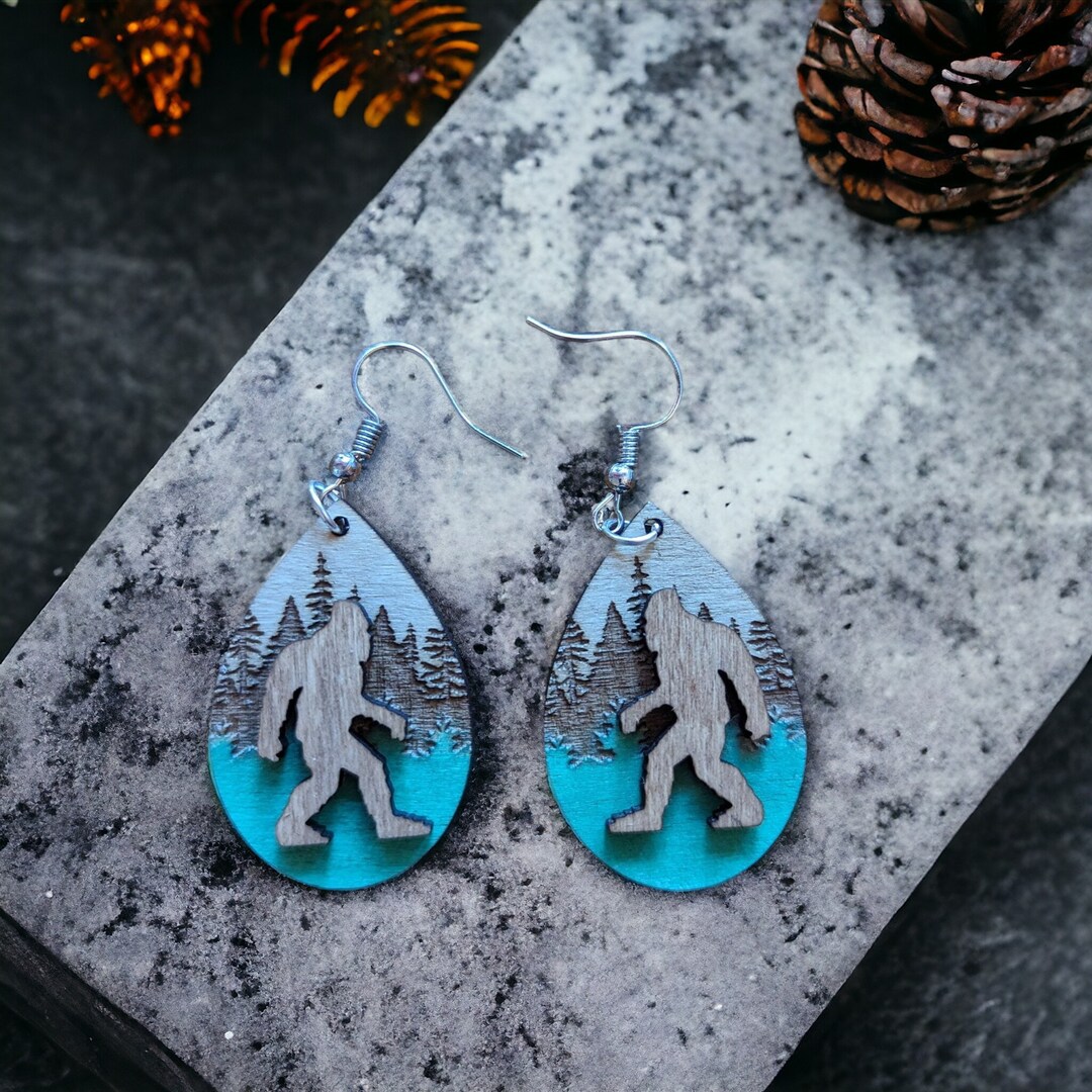 Bigfoot Earrings Dangle, Sasquatch Jewelry for Fans, Handmade ...