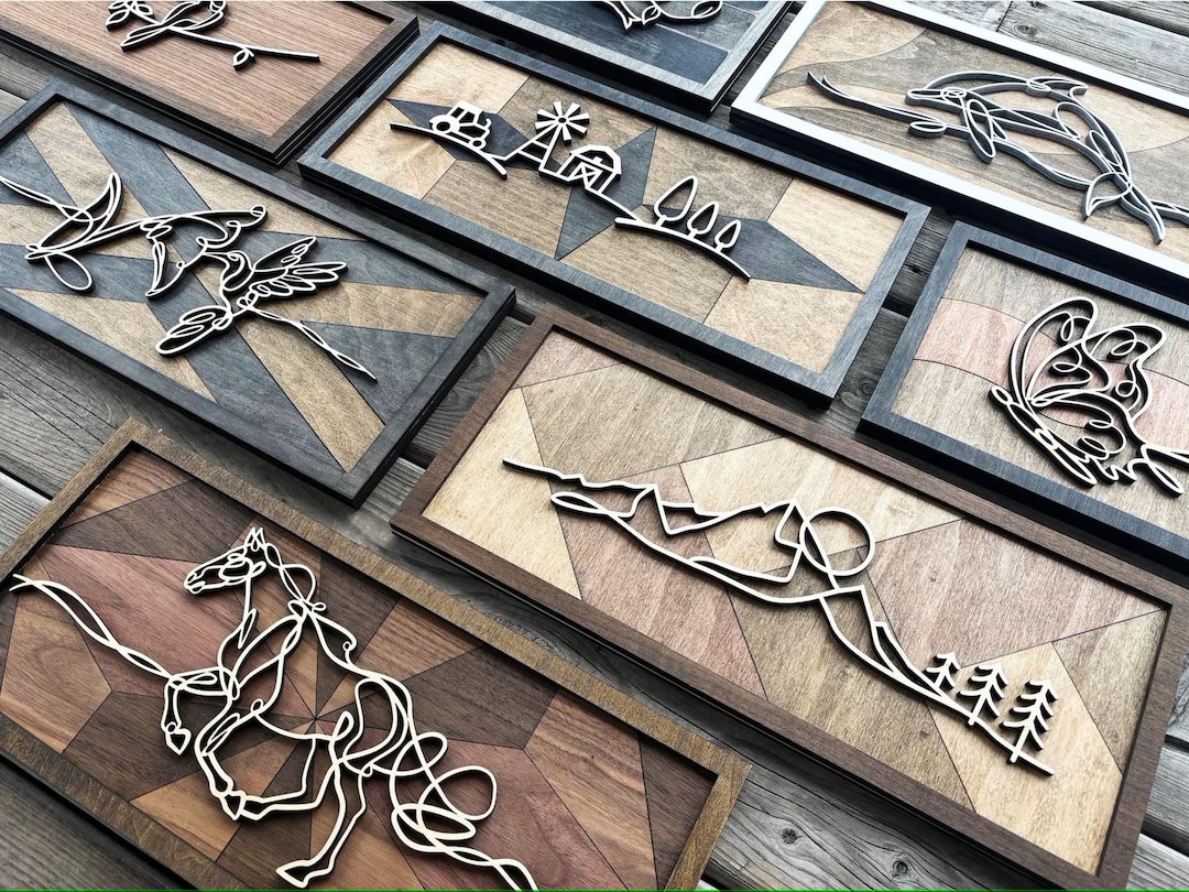 Wooden Line Art Wall Hanging Custom Animal & Landscape Decor - Etsy