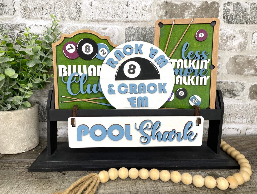 Pool Shark Tiered Tray Decor Billiards Shelf Sitter Inserts Game Room ...