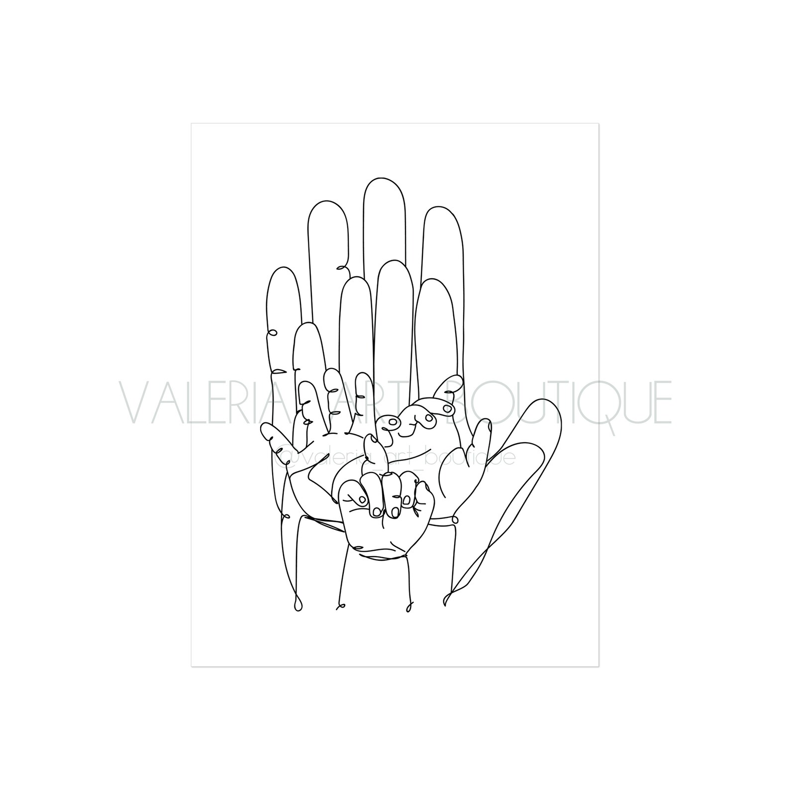 Family Handsone Line Artfamily of Fivetwins and | Etsy