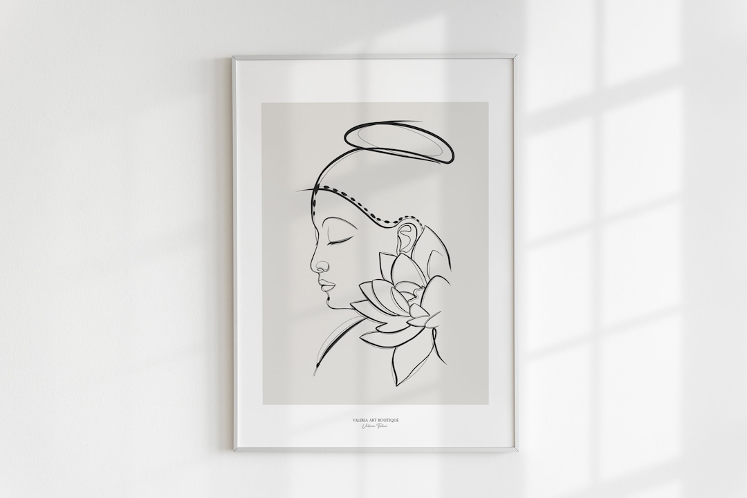 Buddha Line Art Print, Yoga Printable Wall Art, Buddha Poster ...