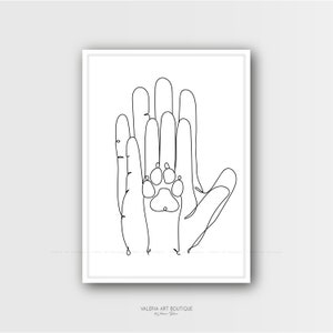 Family Hands,one Line Art,one Dog Paws,pet Paw Print,fingers Poster ...