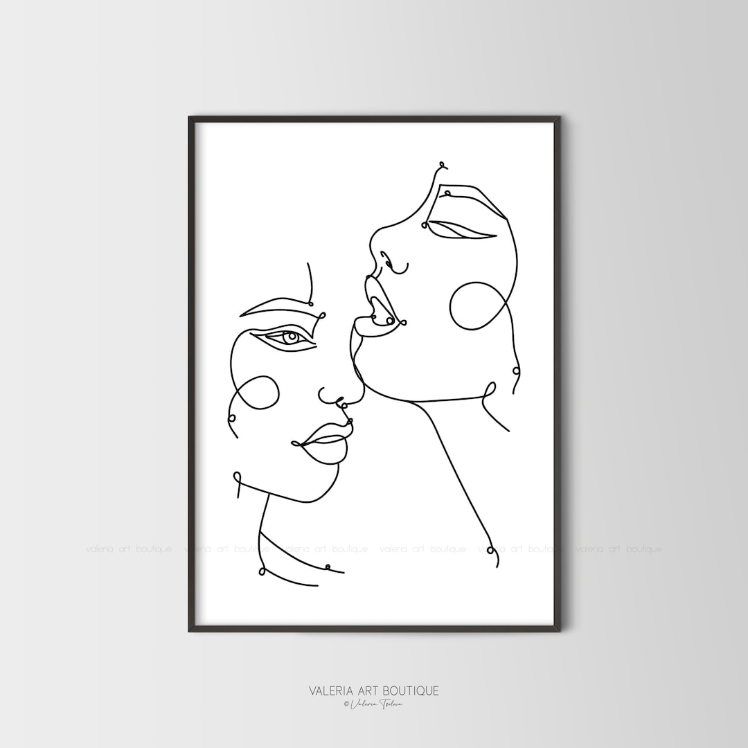 Two Faces Line Art Print: Abstract Female Portrait (digital Download ...