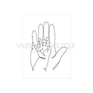Family Hands One Line Art Print: Minimalist Nursery Decor (digital ...