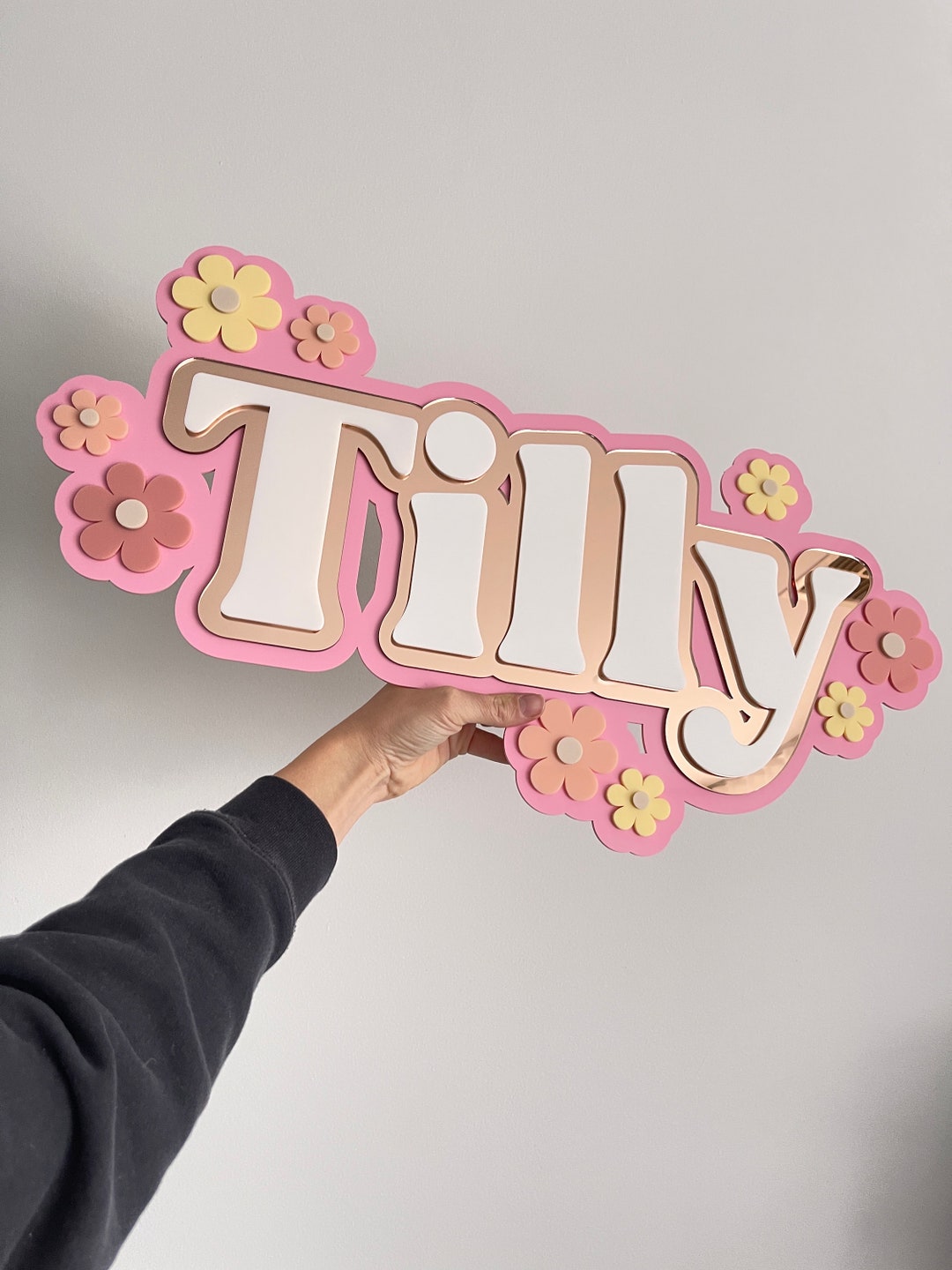 Triple Layered Acrylic Wall Script | Daisy Acrylic Name Sign ...