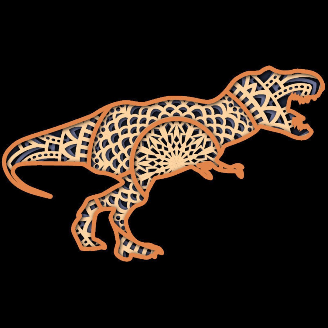 3-d Layered T-rex Mandala SVG Cut File for Cricut and Silhouette for ...
