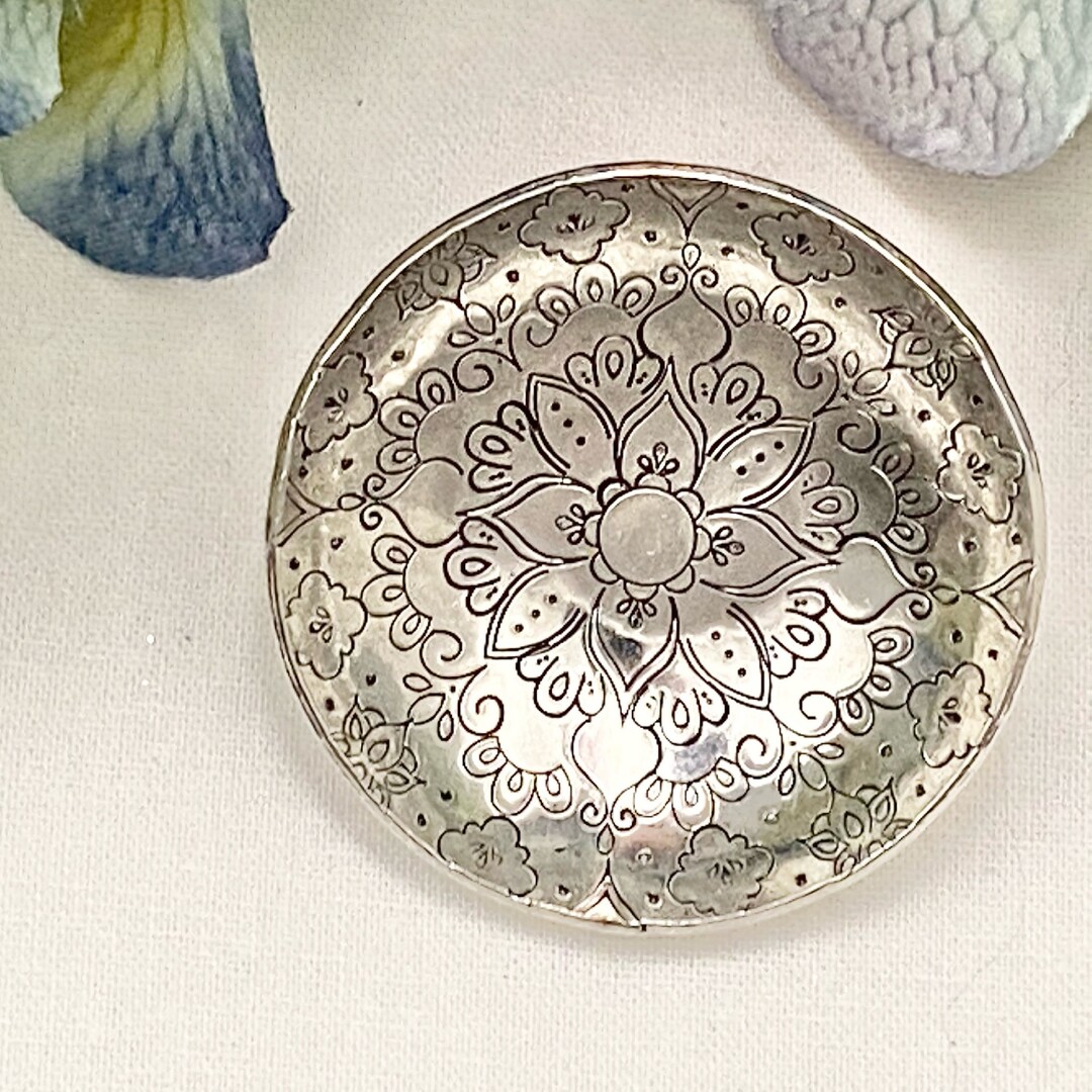 Mandala Ring Dish, Hand Stamped Alkeme Ring Dish, Tiny Dish, Engagement ...