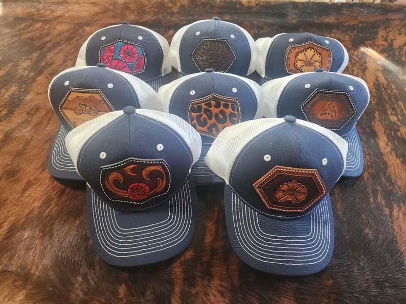 Hats Tooled Leather Patch - Etsy