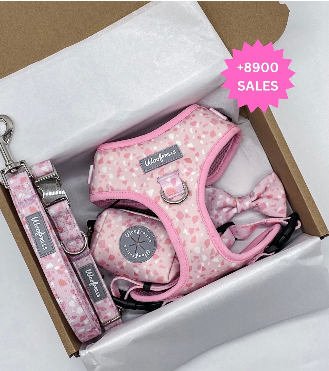 Pink Dog Harness Bundle of Your Choice, Pink Terrazzo Dog Harness and ...