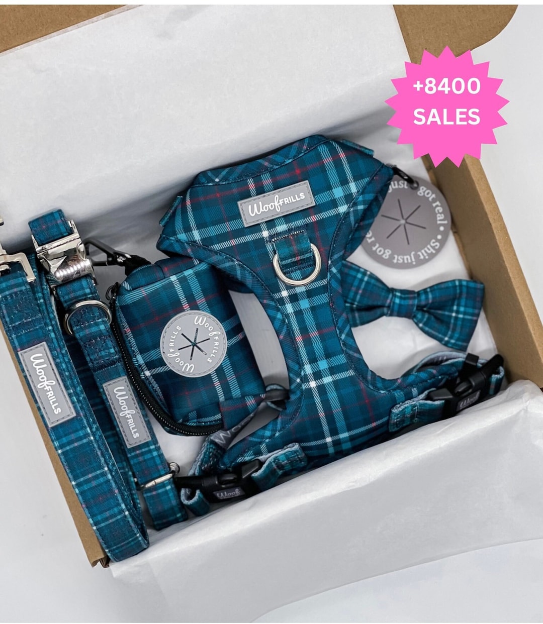 Blue Dog Harness Bundle of Your Choice, Tartan Dog Harness and Leash ...