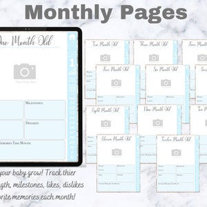 Digital Blue Baby Journal, Baby’s First Year, Baby Boy, Portrait ...