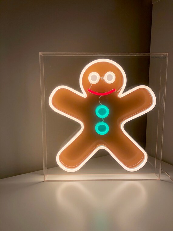Gingerbread Neon Sign Christmas Lights Tabletop Decor | Etsy