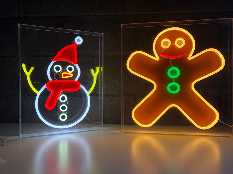 Snowman Neon Sign Christmas Lights Tabletop Decor - Etsy