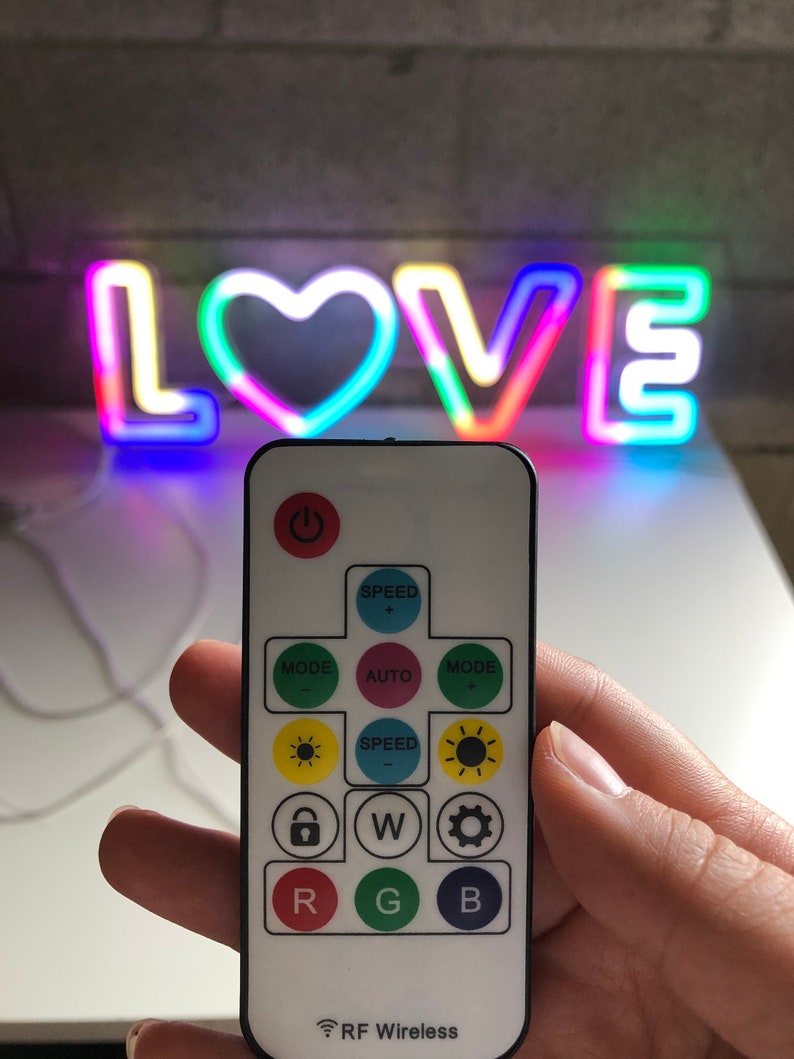 Love Rainbow Neon Sign, Color Changing LED Lights for Interior Design ...