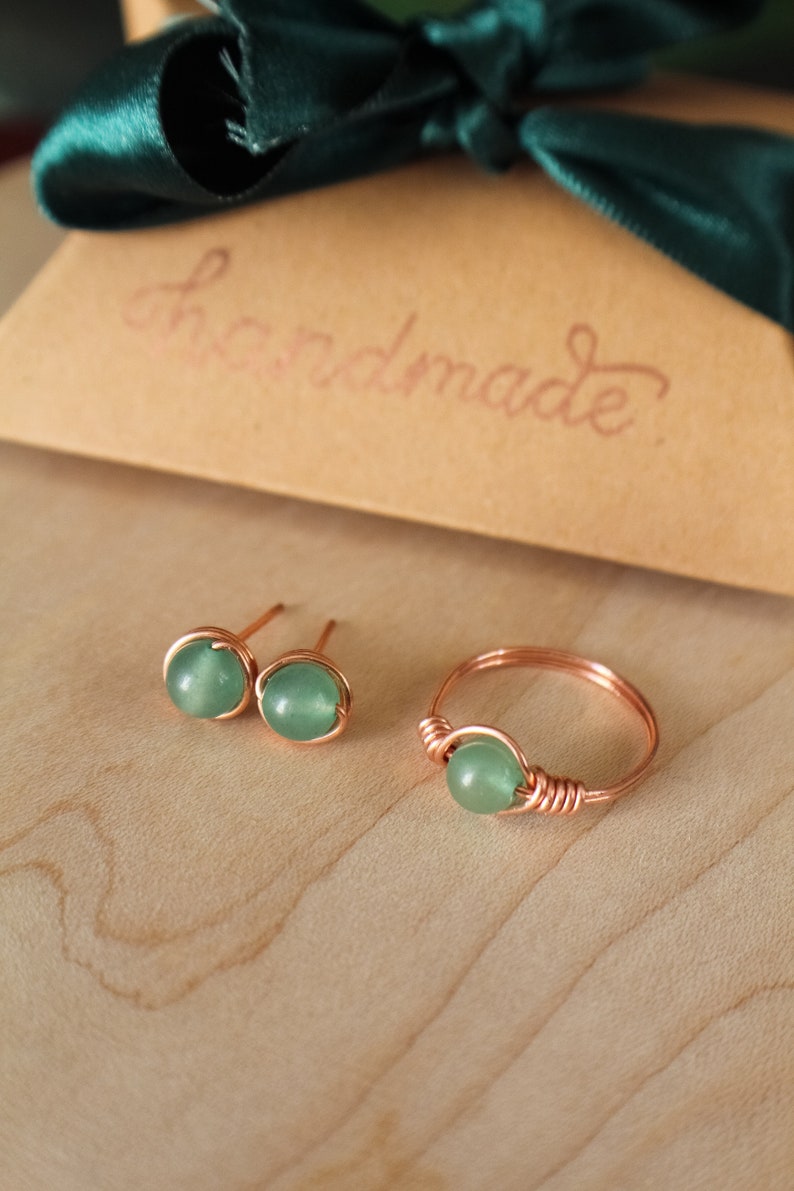 Real Gemstone Ring Earrings Holiday Stocking Stuffer - Etsy