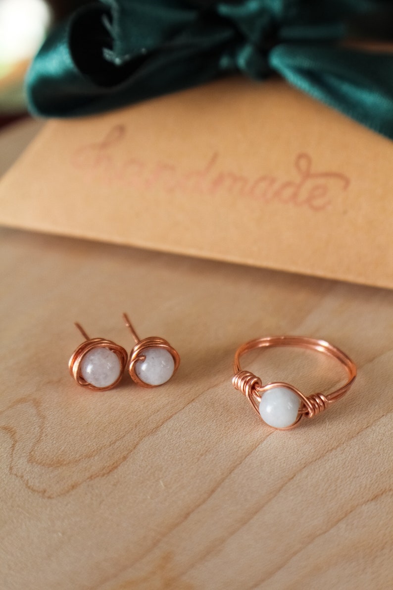 Real Gemstone Ring Earrings Holiday Stocking Stuffer - Etsy