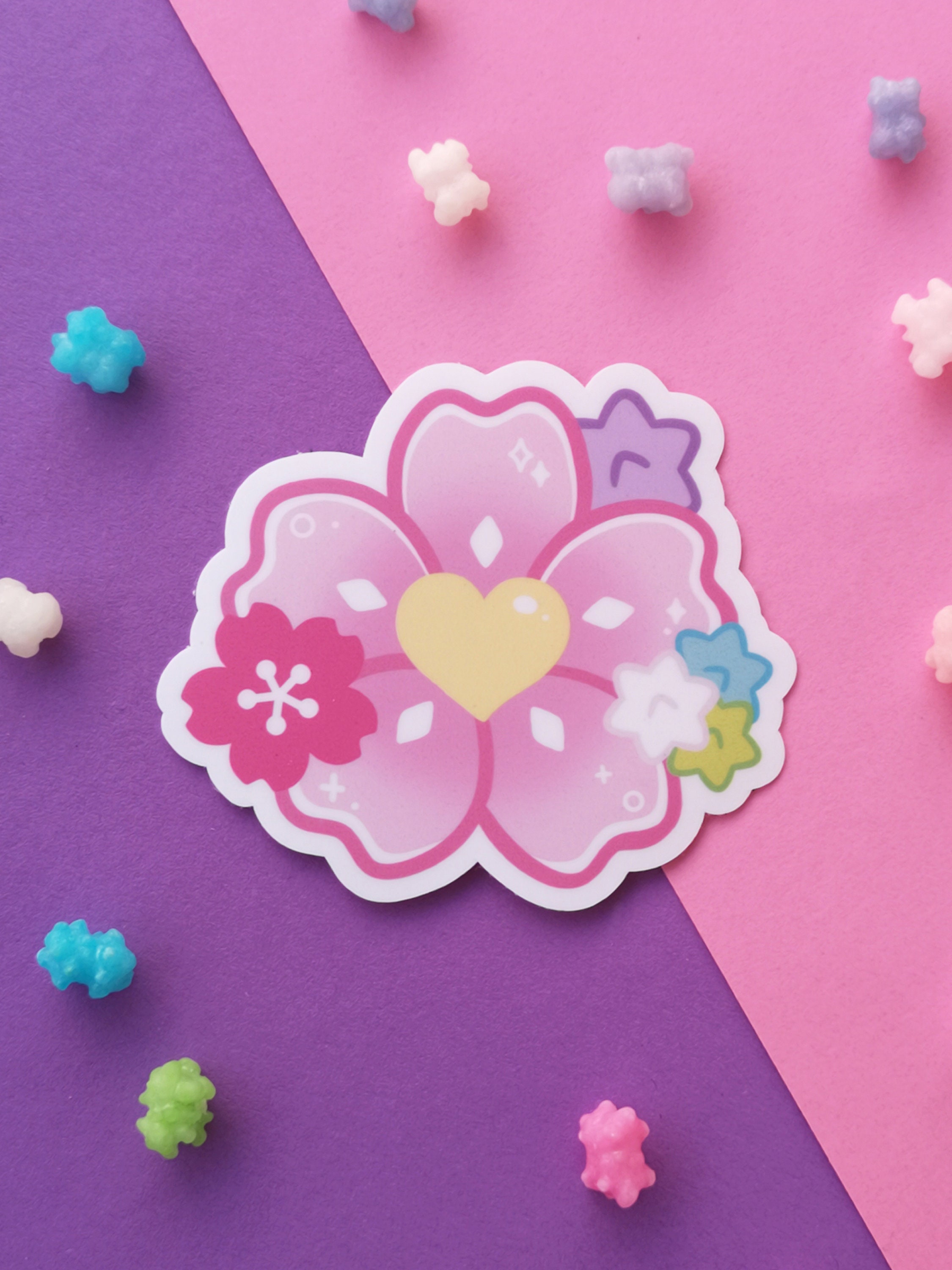 Kawaii Sakura Vinyl Sticker - Etsy
