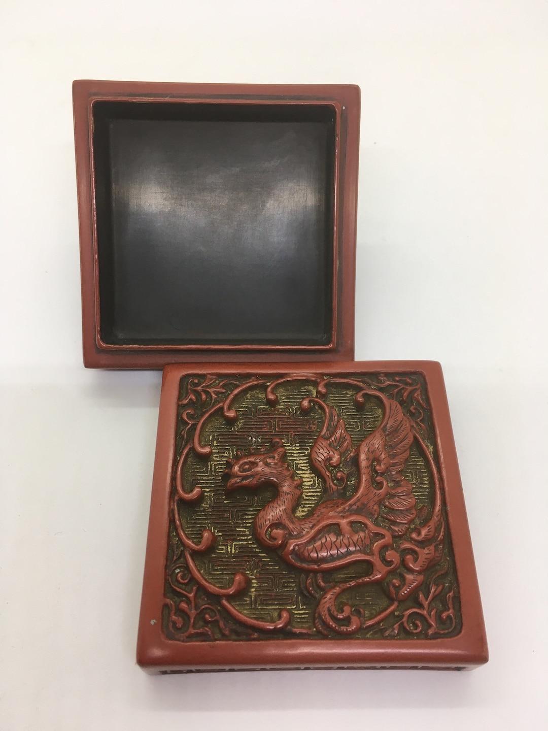 Red Chinese Box - Red Trinket Box With Lid - Oriential Box - Mandarin ...