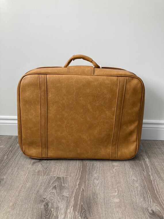 Vintage Samsonite Luggage – 1970s Tan Faux Leather La… - Gem