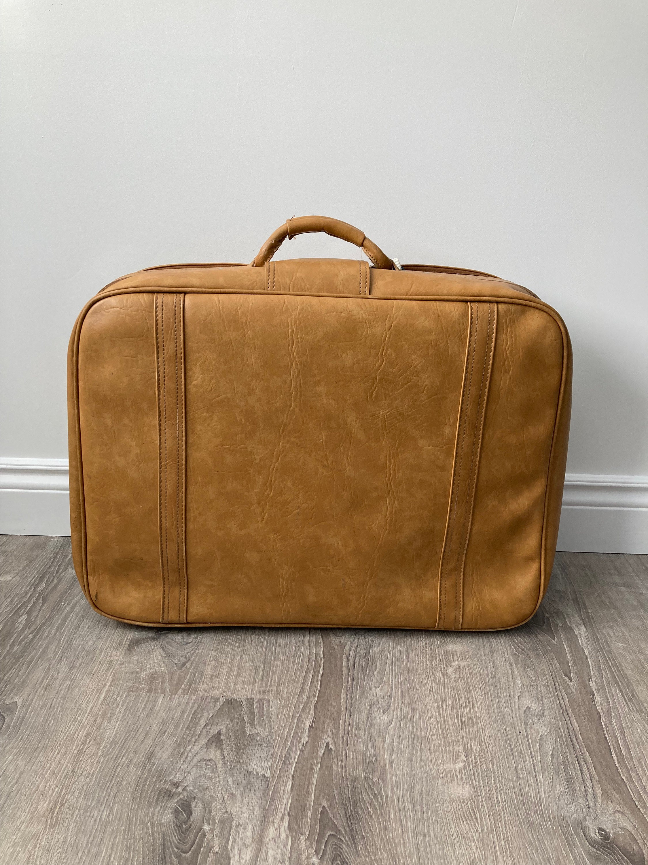 Tan Luggage Retro Suitcase Tan Travel Bag Mid Century Luggage Vintage ...