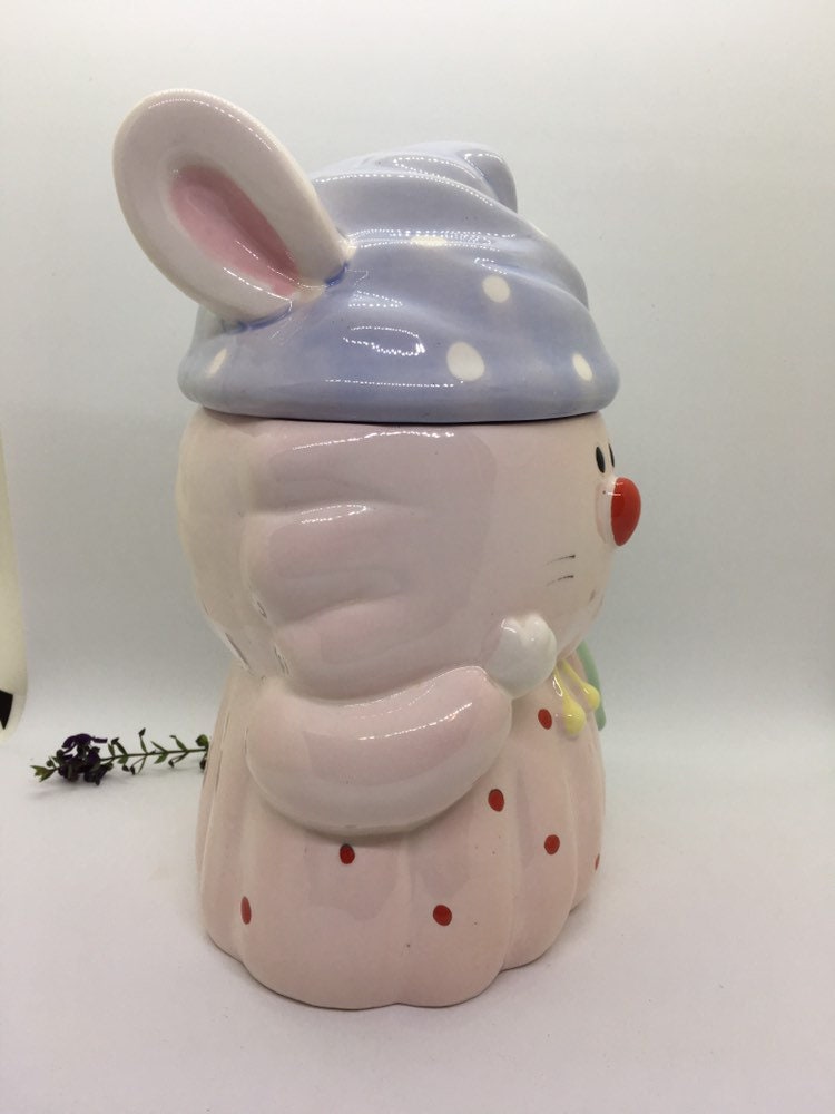 Rabbit Ceramic Vintage Rabbit Japan Cookie Jar Japan Pink Bunny Vintage ...
