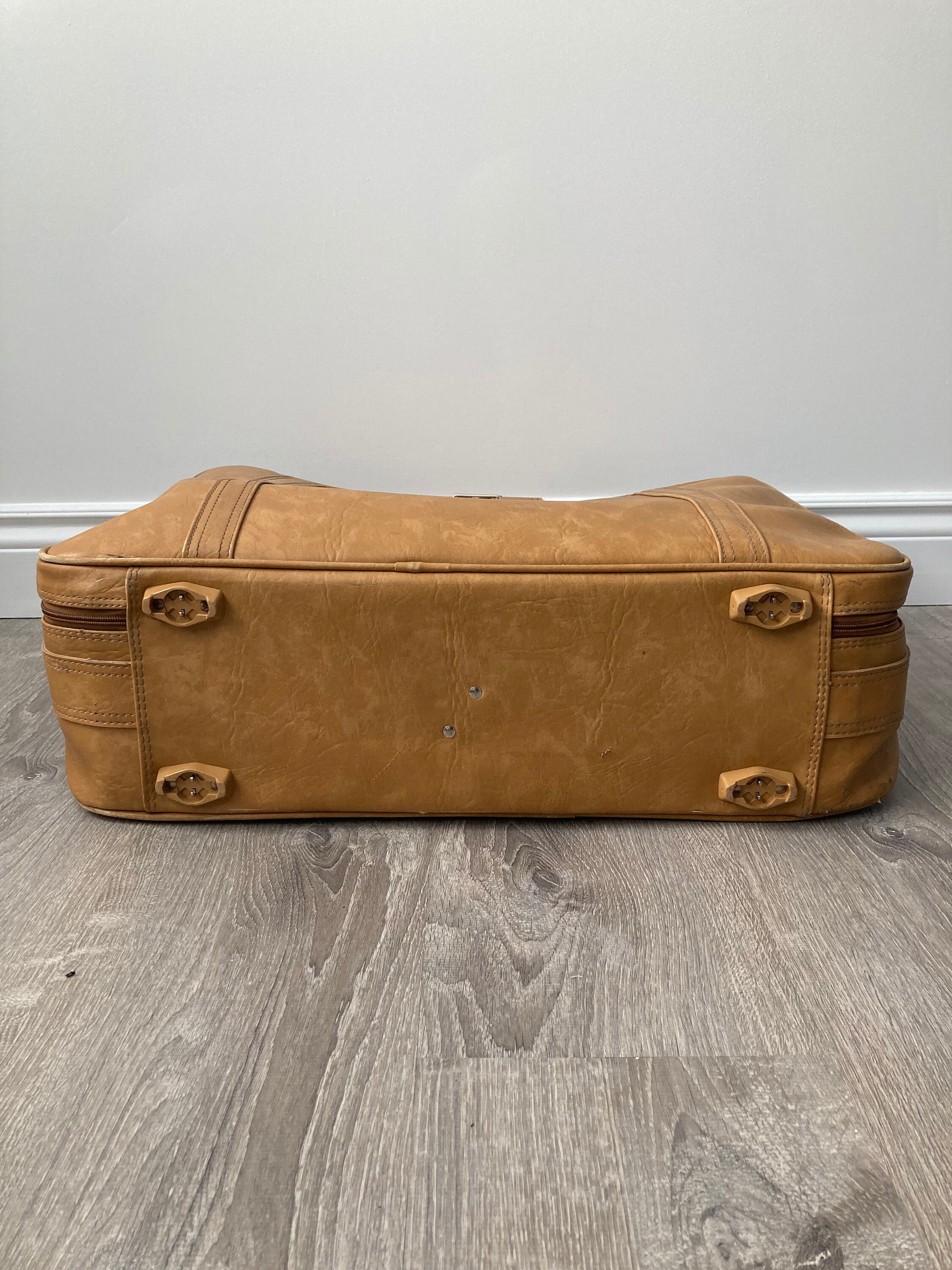 Tan Luggage Retro Suitcase Tan Travel Bag Mid Century Luggage Vintage ...