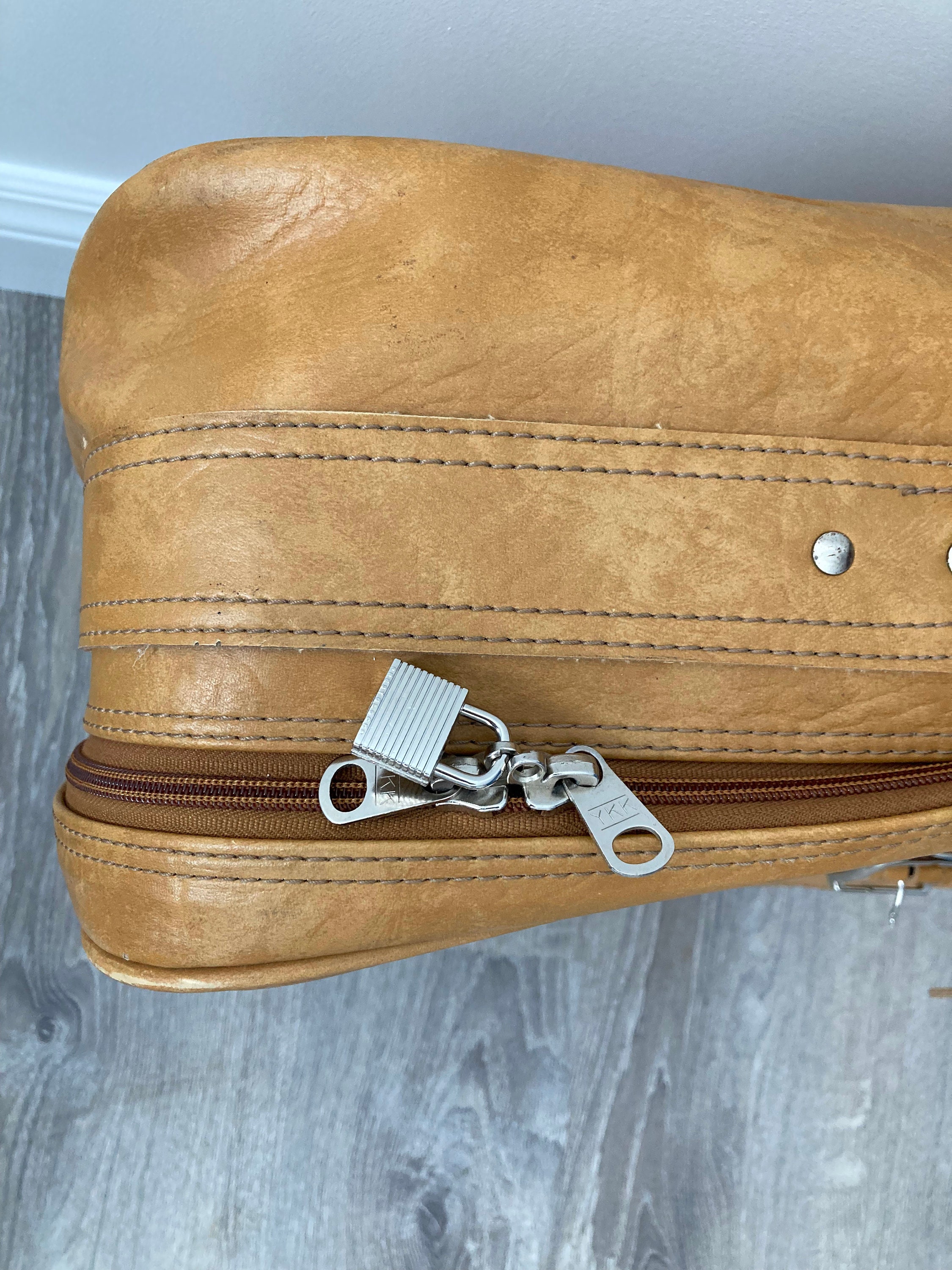 Tan Luggage Retro Suitcase Tan Travel Bag Mid Century Luggage Vintage ...