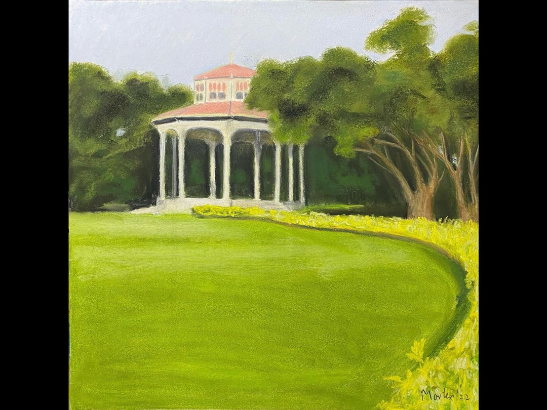 Parkland With Gazebo. Figurative Art. Pastel Painting on Paper. - Etsy