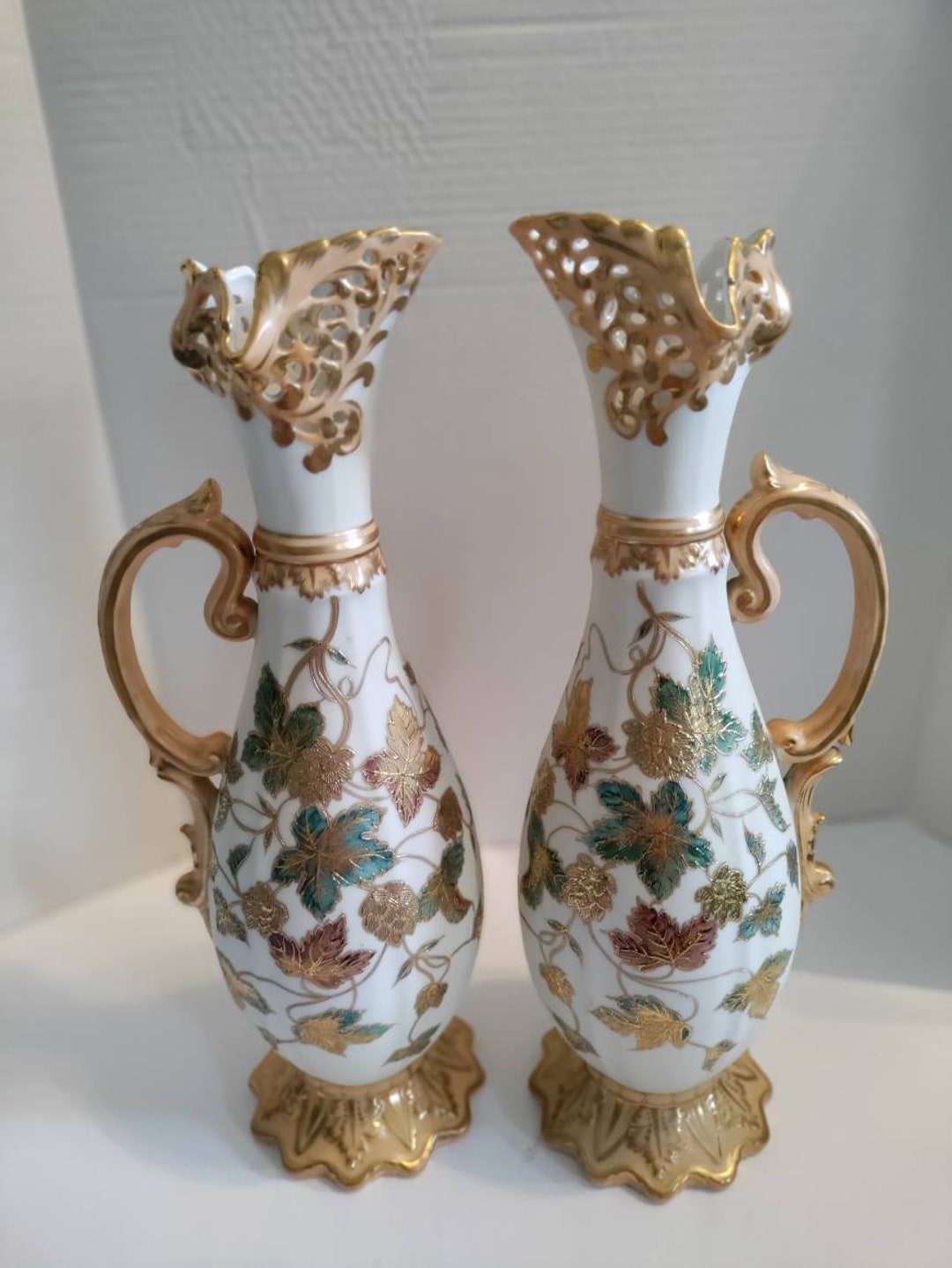 Two Beautiful Gold Leaf Pitchers With Handles Like New - Etsy