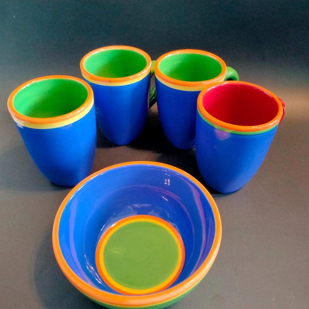 5 Pc. Dansk Caribe Cayman & Caribe Jamaica Jade-4 Coffee Mugs and 1 ...