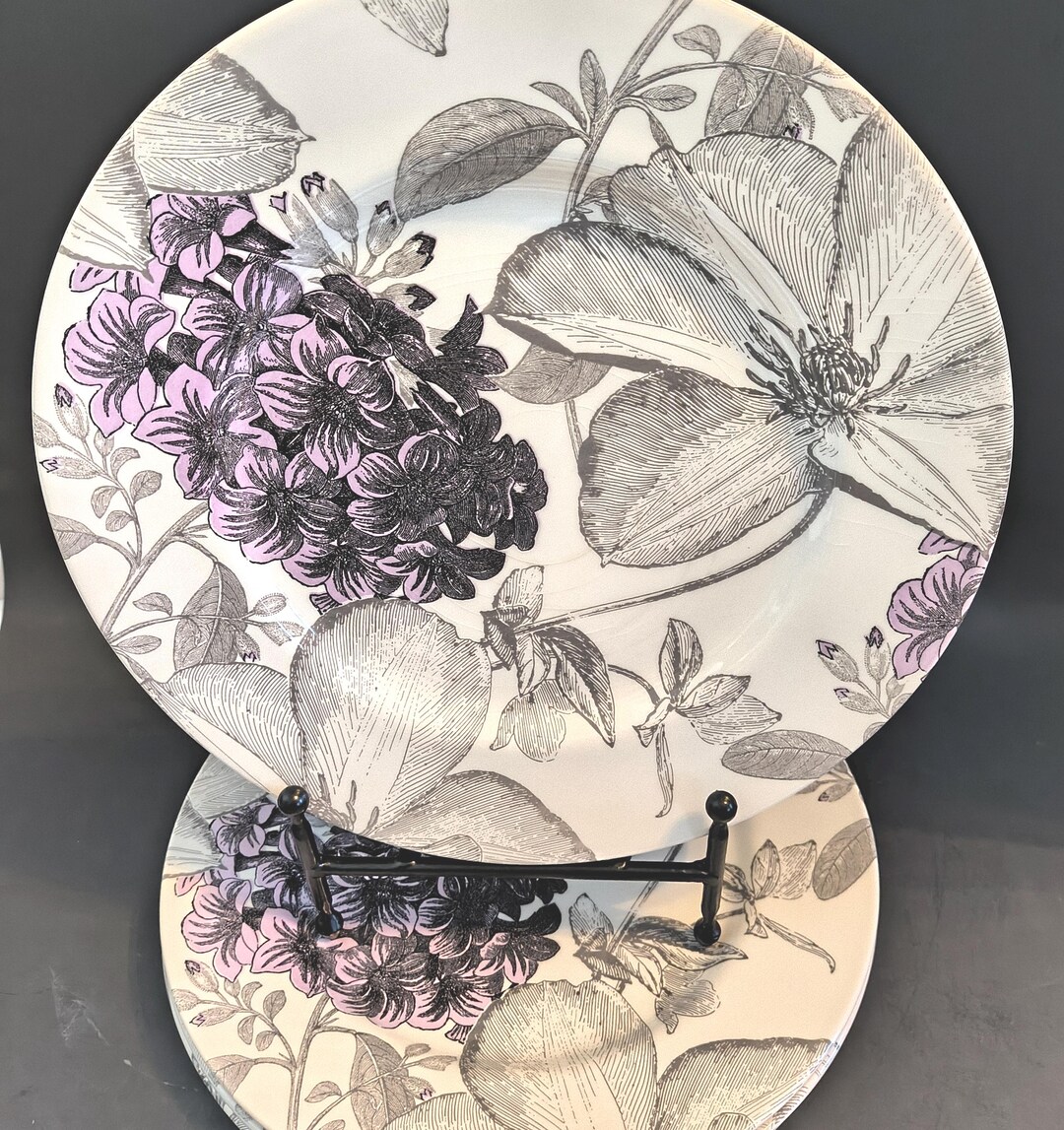 4 Andrew Tanner Royal Stafford Clematis Purple Dinner Plates Made in ...