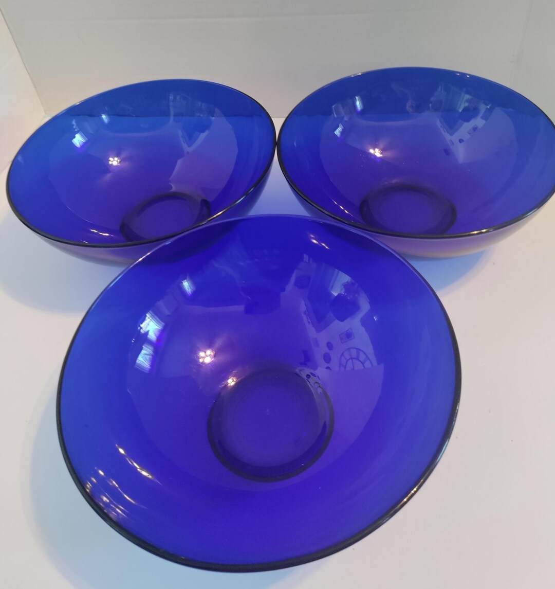 3 Deep Cobalt Blue Serving Bowls 1 Qt Flawless Condition - Etsy