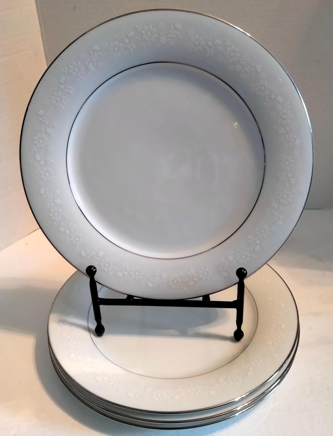 4 Noritake Buckingham Pattern Embossed Dinner Plates Flawless Condition ...