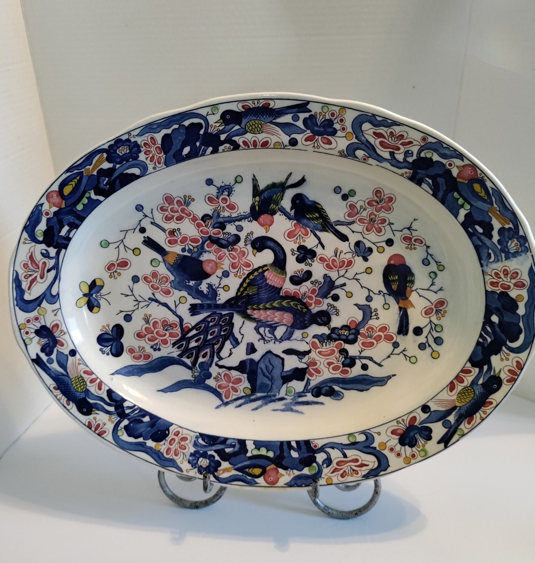 Vintage Japanese Amari Asian Bluebird and Peacock Platter Great ...