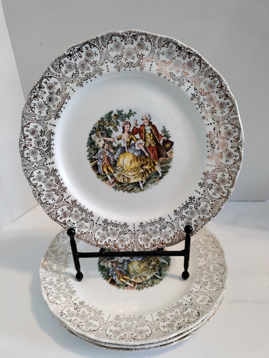 4 Royal Queen Colonial Dinner Plates Excellent Condition - Etsy