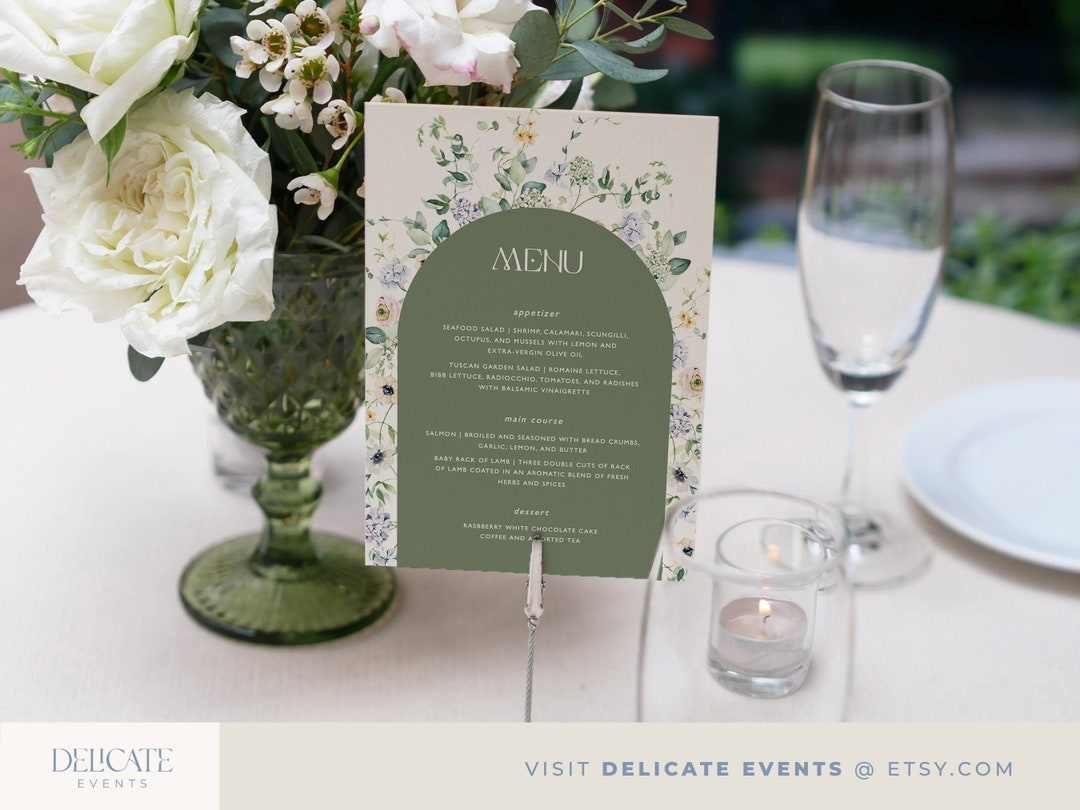 Wildflower Menu Template, Editable Floral Menu Template, Boho Menu ...