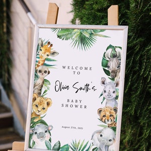 Jungle Animal Welcome Sign Editable Baby Shower Welcome - Etsy