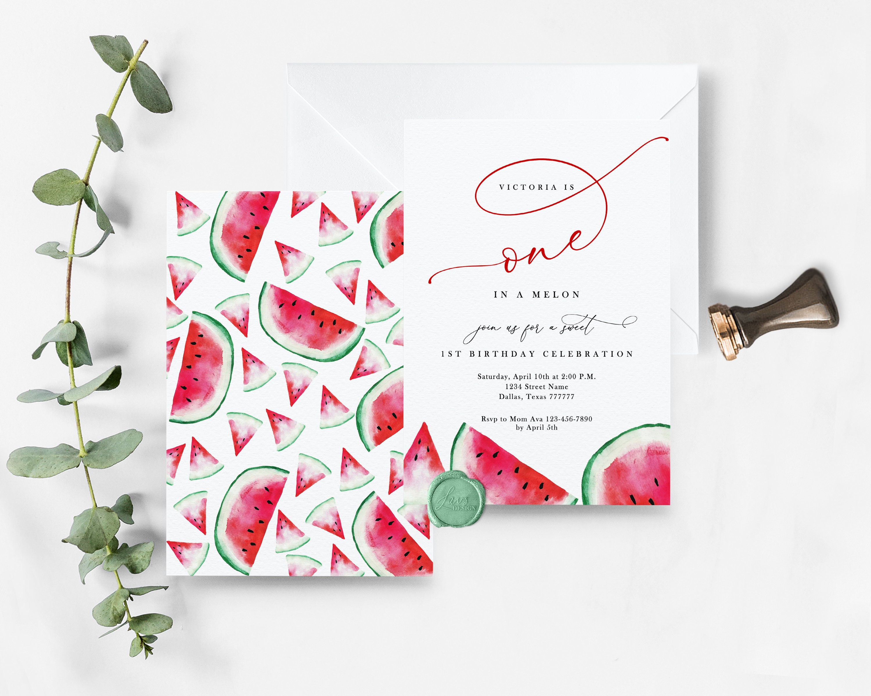 Watermelon invitation Watermelon birthday invitation One in | Etsy