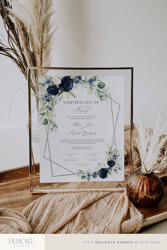 Certificate of Marriage Template Self-editing Template - Etsy